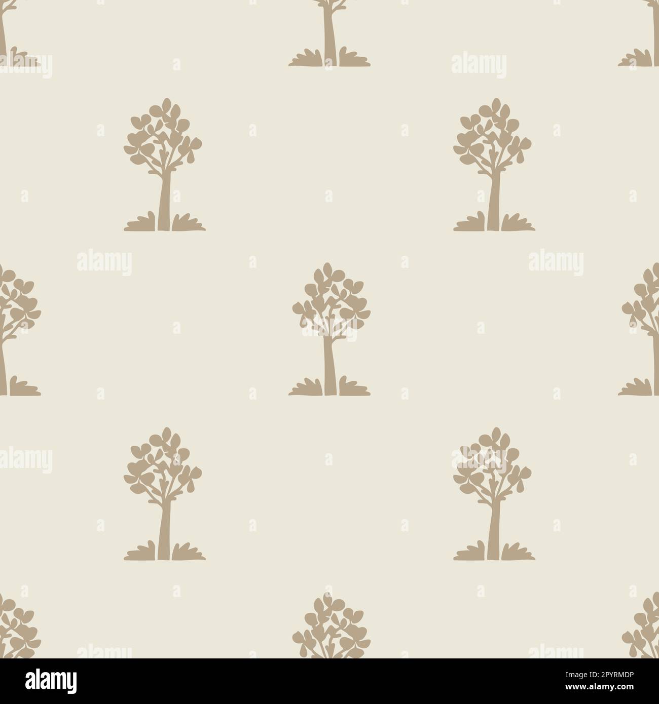 Quirky forest tree lino cut motif vector pattern. Seamless decoration ...
