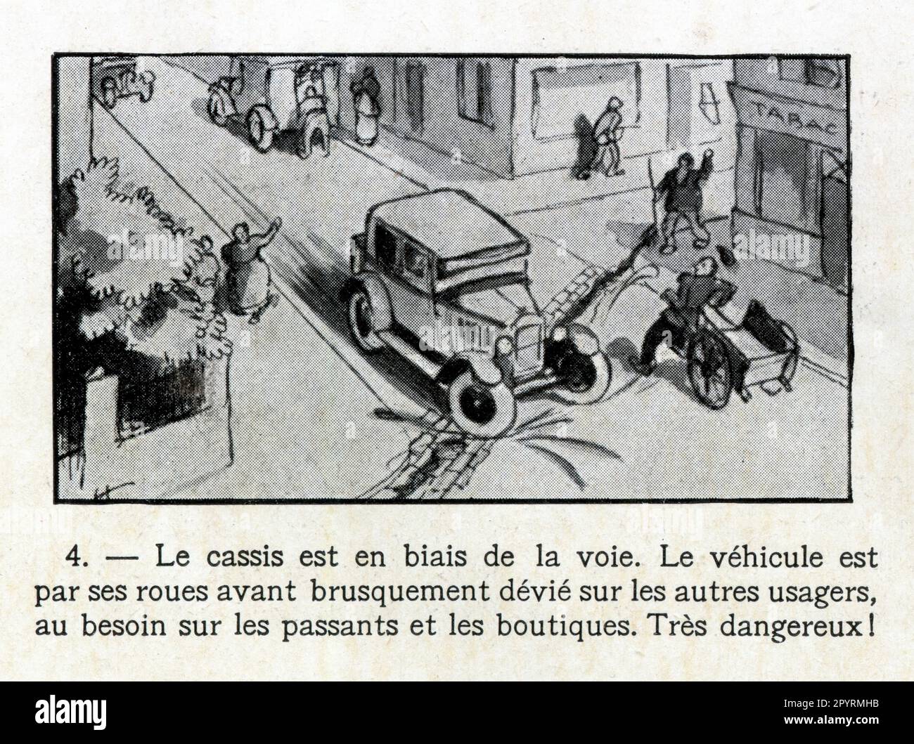 Risque d'accident en 1929.Le cassis est en biais de la voie. Le ...