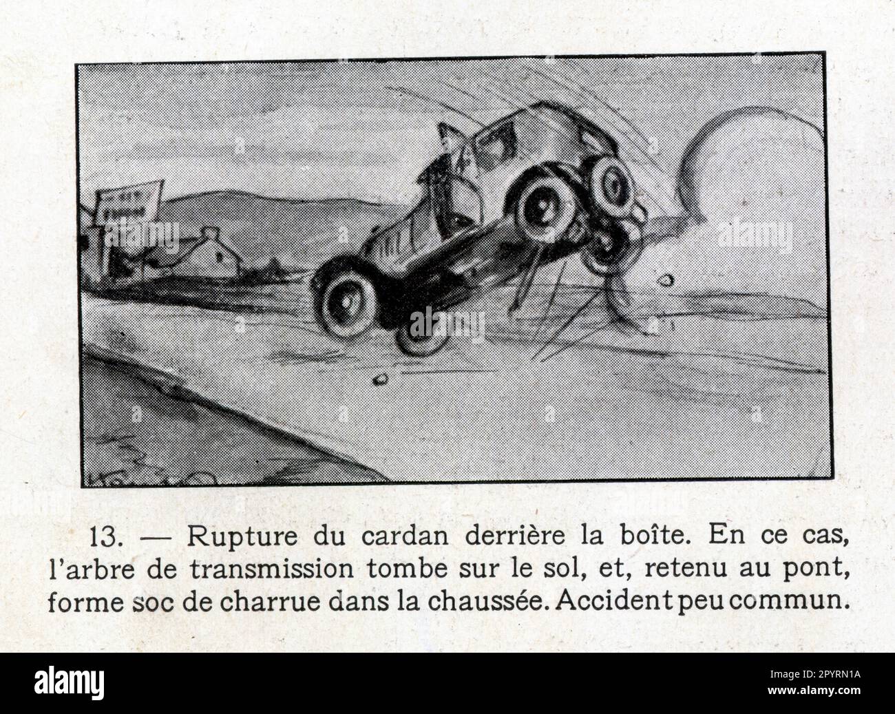 Risque d'un accident, 1929.Rupture du cardan derrière la boite. En ce ...