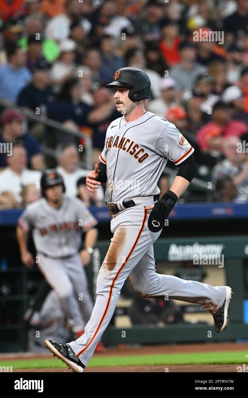 San Francisco Giants center fielder AUSTIN SLATER scores on an RBI ...