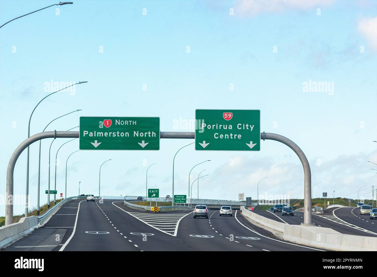 Wellington, New Zealand - October 23, 2022: Road signage on the ...