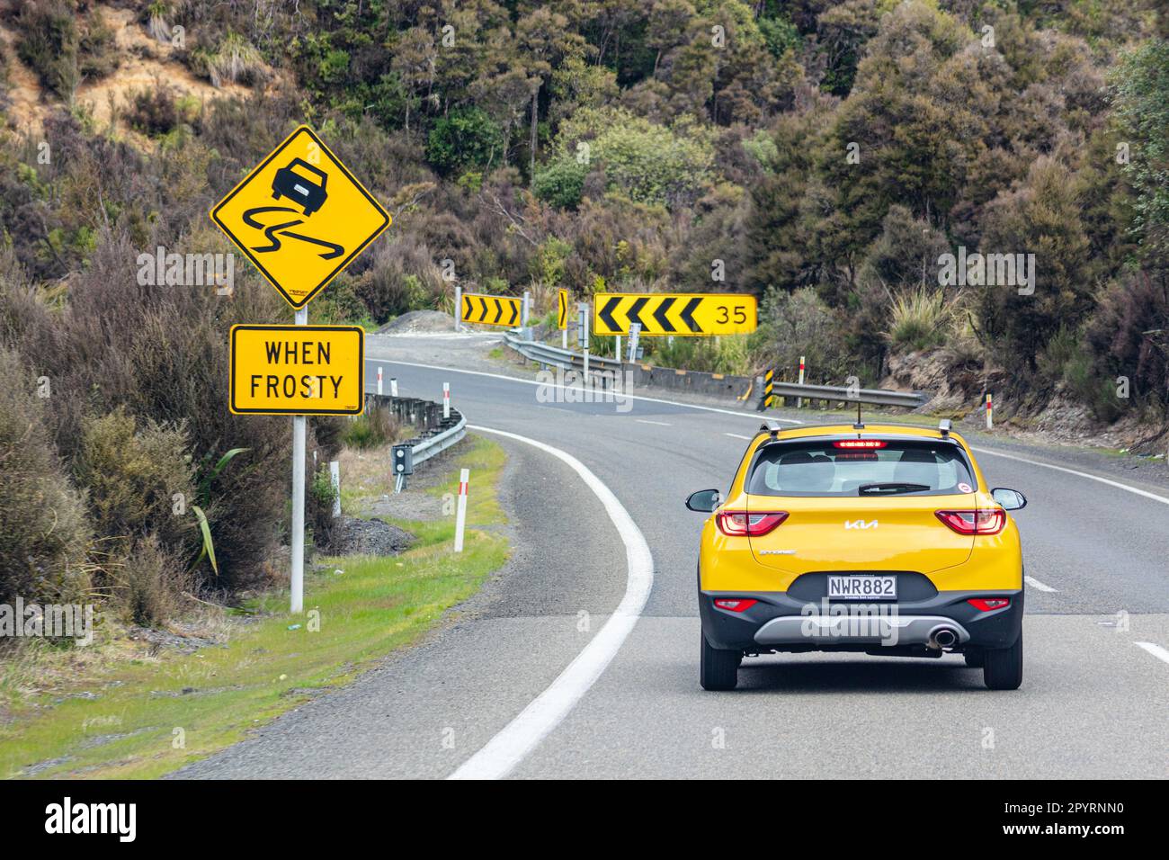 Rangipo Desert, New Zealand - October 25, 2022: Road signs on the ...