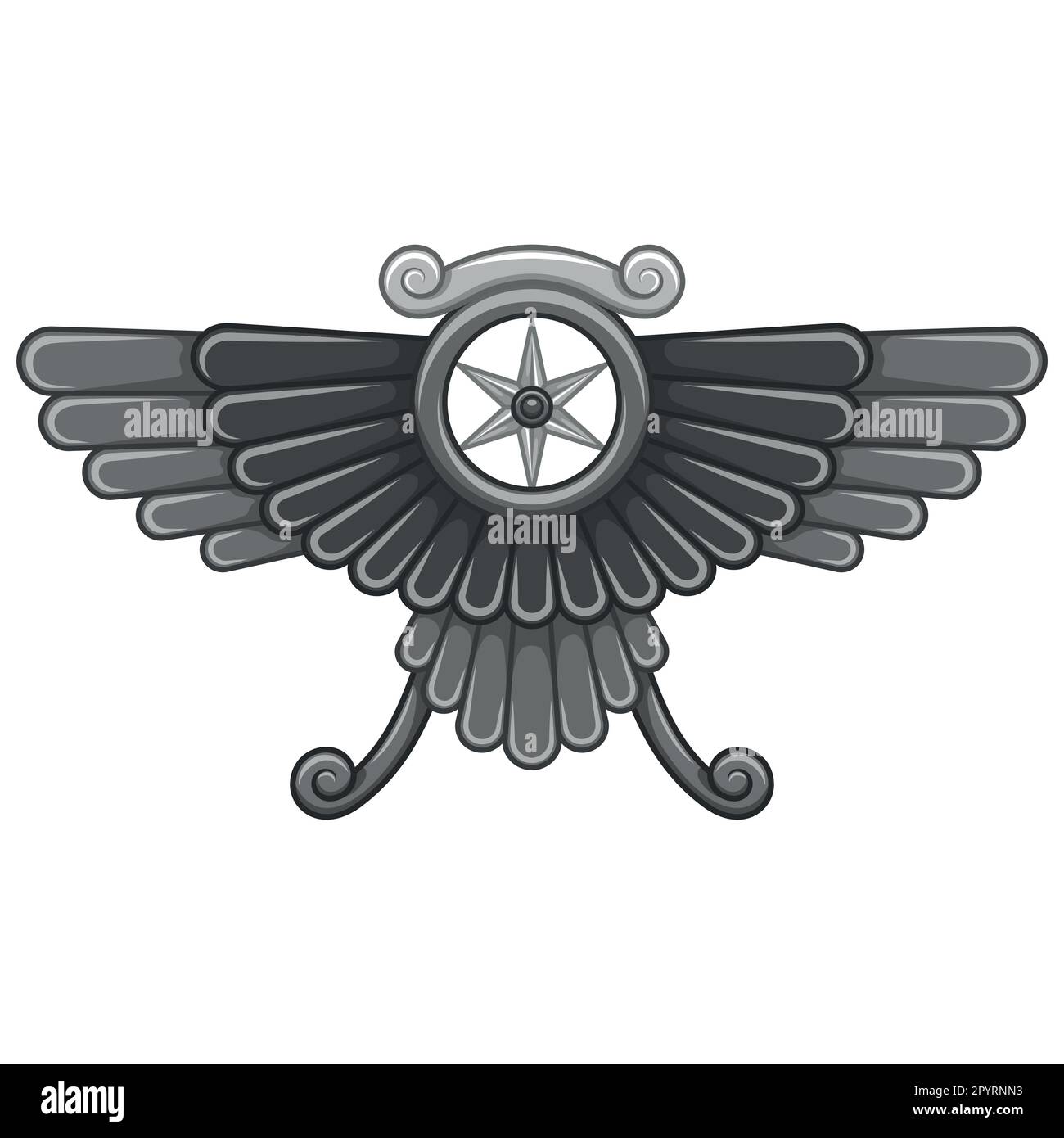 Vector design of Faravahar symbol, winged solar disk, Zoroastrian ...