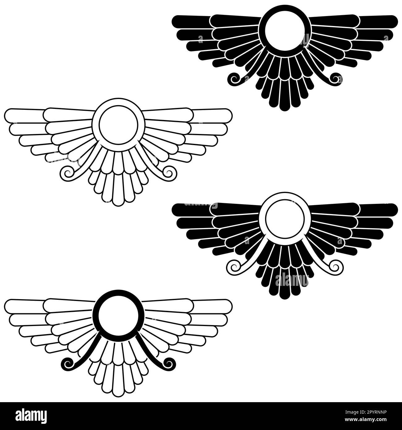 Vector design of Faravahar symbol, winged solar disk, Zoroastrian ...