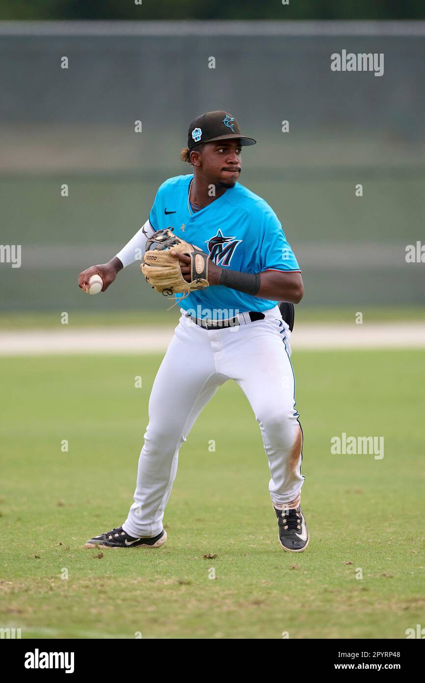 Miami Marlins outfielder Jose Gerardo (29) throwing during an Extended ...