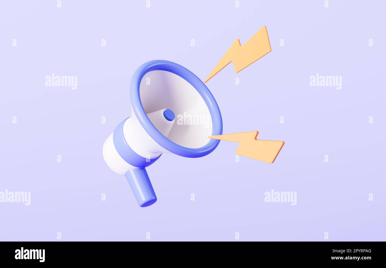 Cartoon loudspeaker in the blue background, 3d rendering. Digital ...