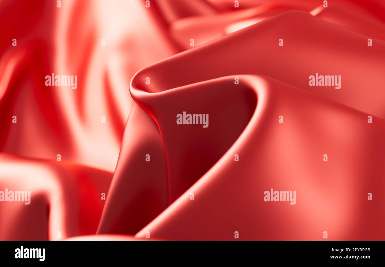 Abstract red fabric silk texture background, 3d rendering. Digital ...