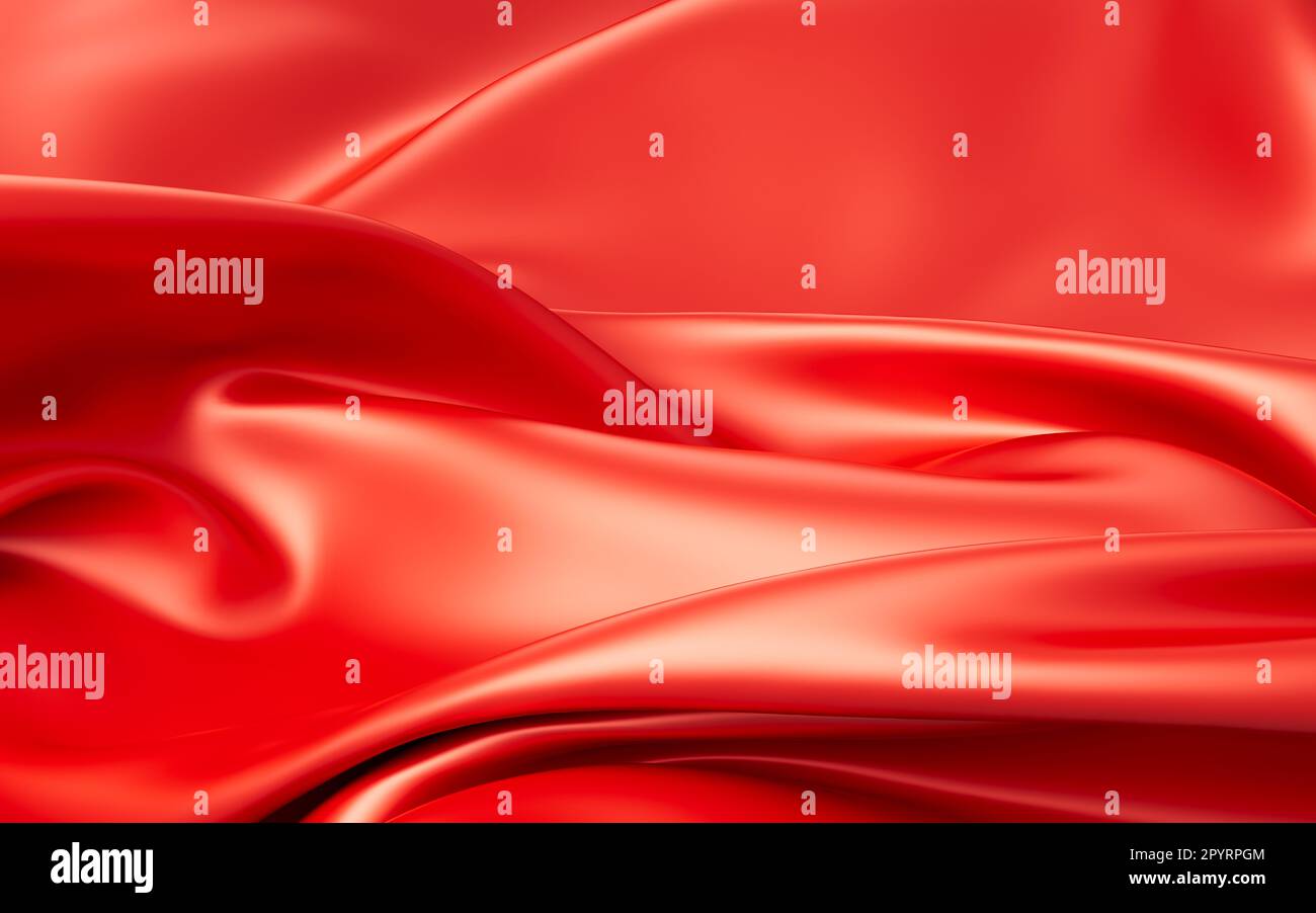 Abstract red fabric silk texture background, 3d rendering. Digital ...