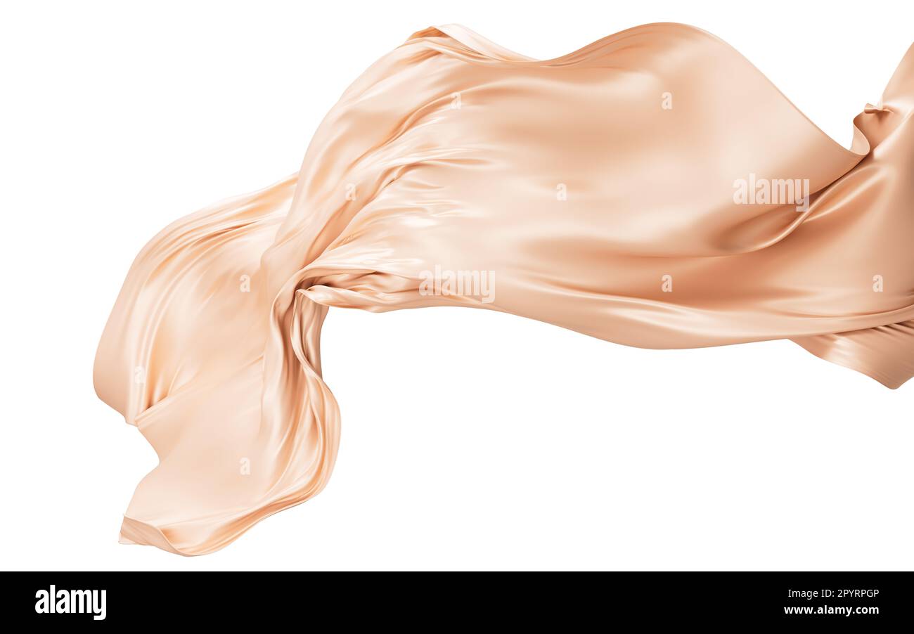 Brown silk fabric, gold cloth material flying in the wind , 3d ...