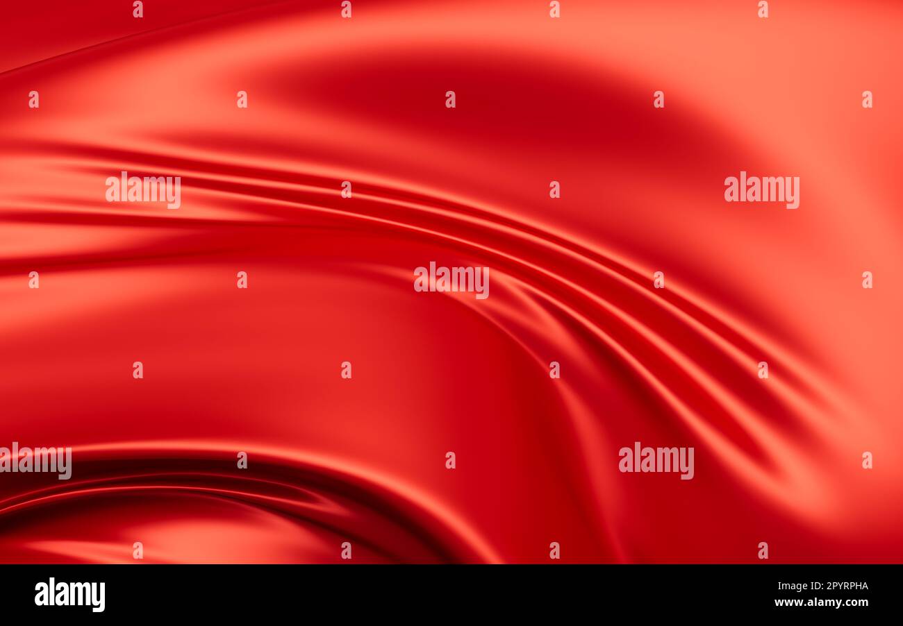 Abstract red fabric silk texture background, 3d rendering. Digital ...