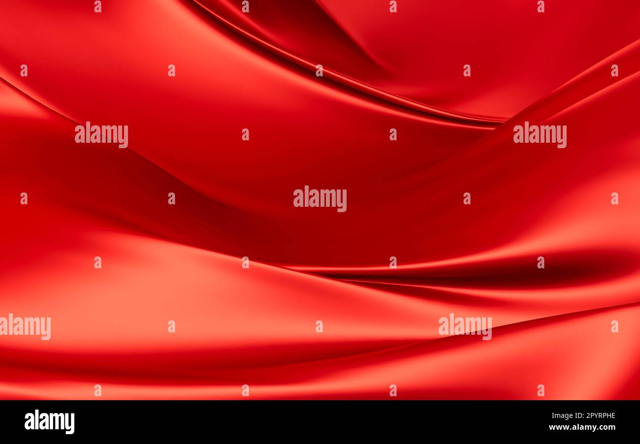 Abstract red fabric silk texture background, 3d rendering. Digital ...