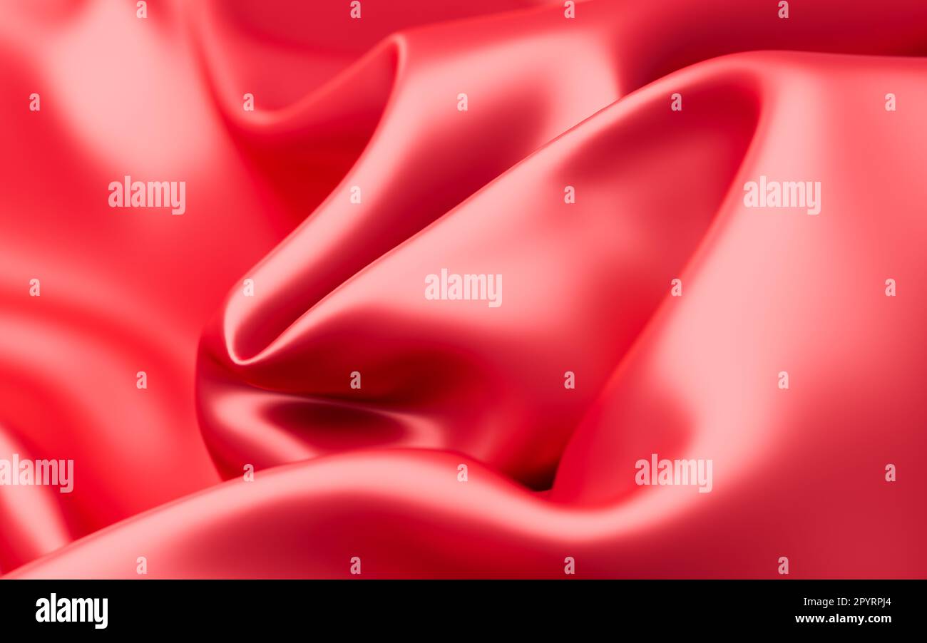 Abstract red fabric silk texture background, 3d rendering. Digital ...
