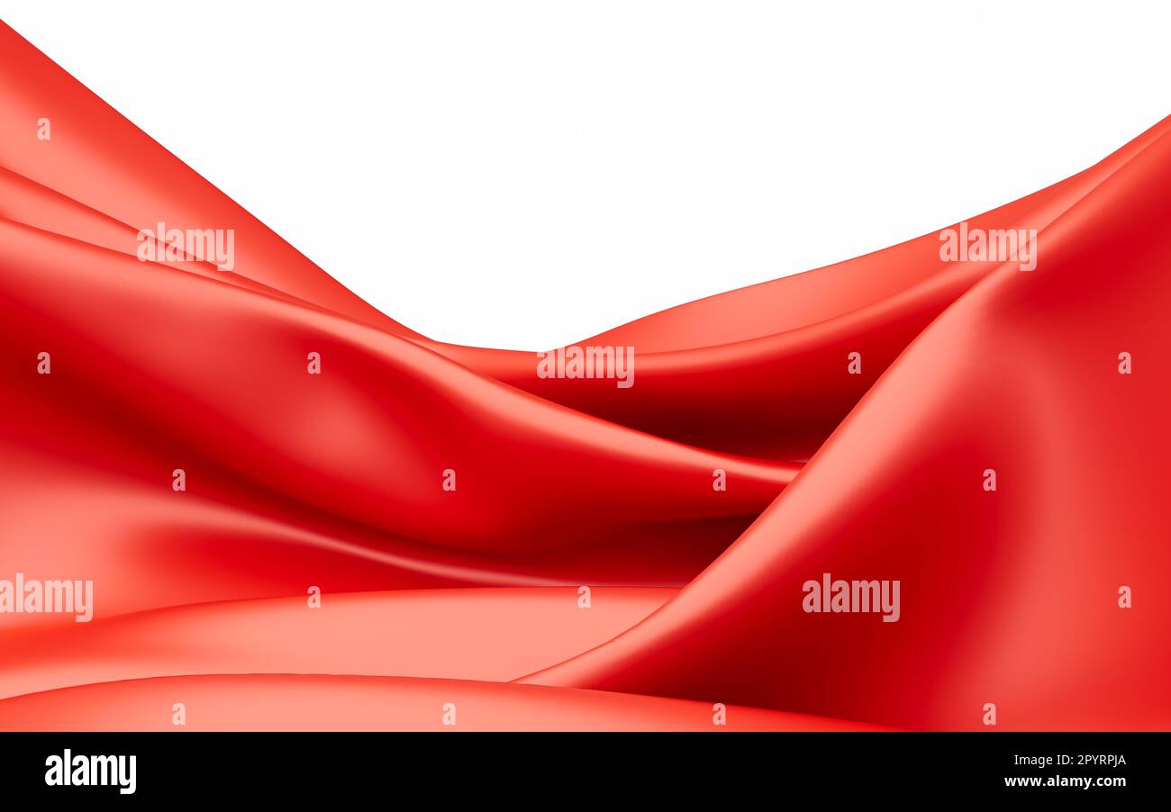 Abstract red fabric silk texture background, 3d rendering. Digital ...