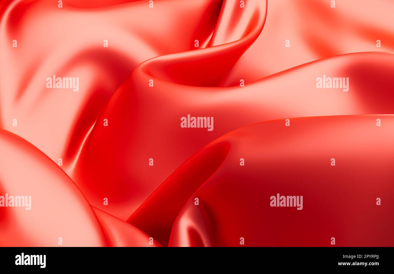 Abstract red fabric silk texture background, 3d rendering. Digital ...