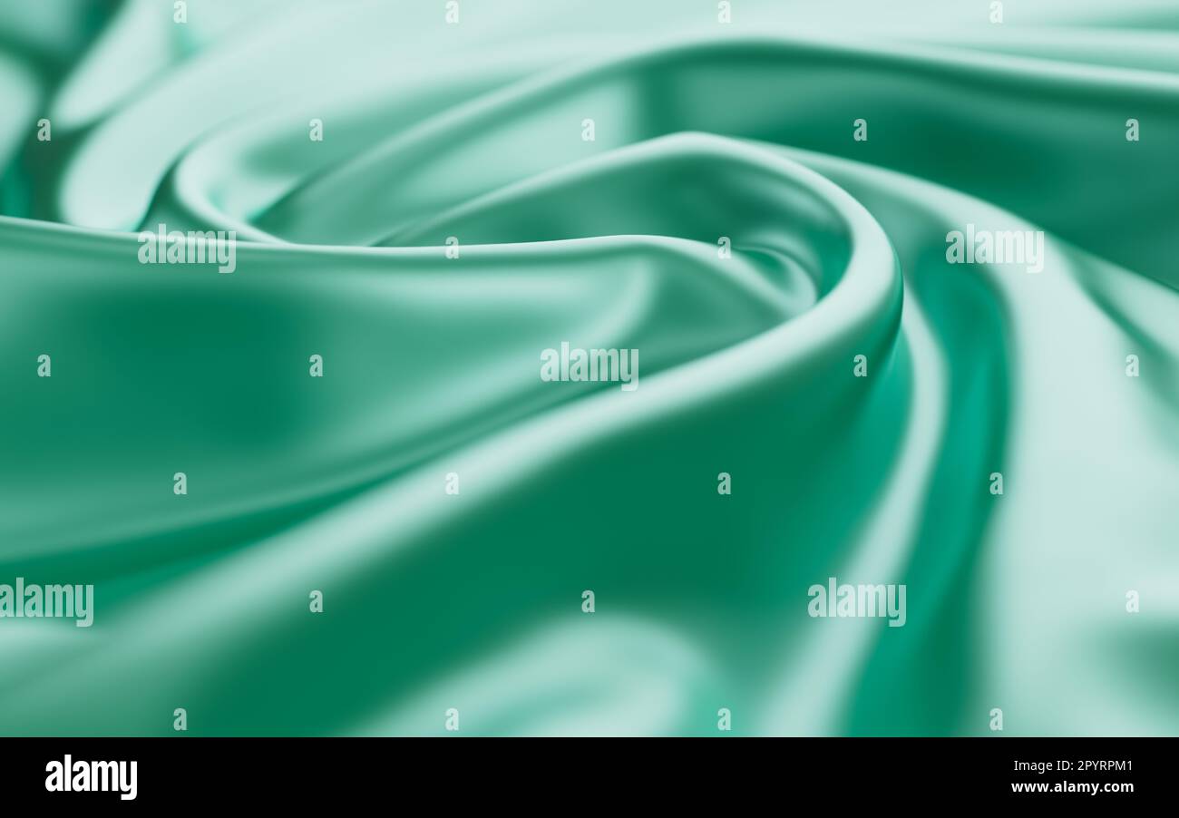 Abstract cyan fabric silk texture background, 3d rendering. Digital ...