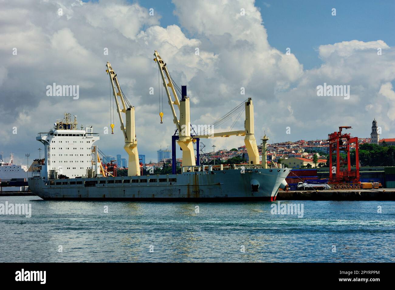 Container terminal in Istanbul, Turkey, in Haydarpasha Port. Industrial ...