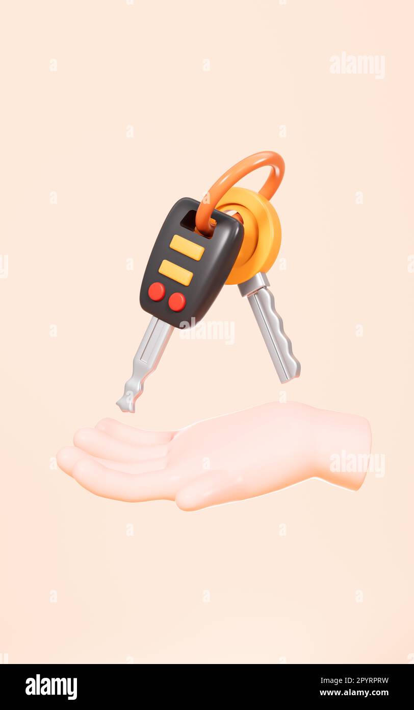 A bunch of car keys on a hand, 3d rendering. Digital drawing Stock ...