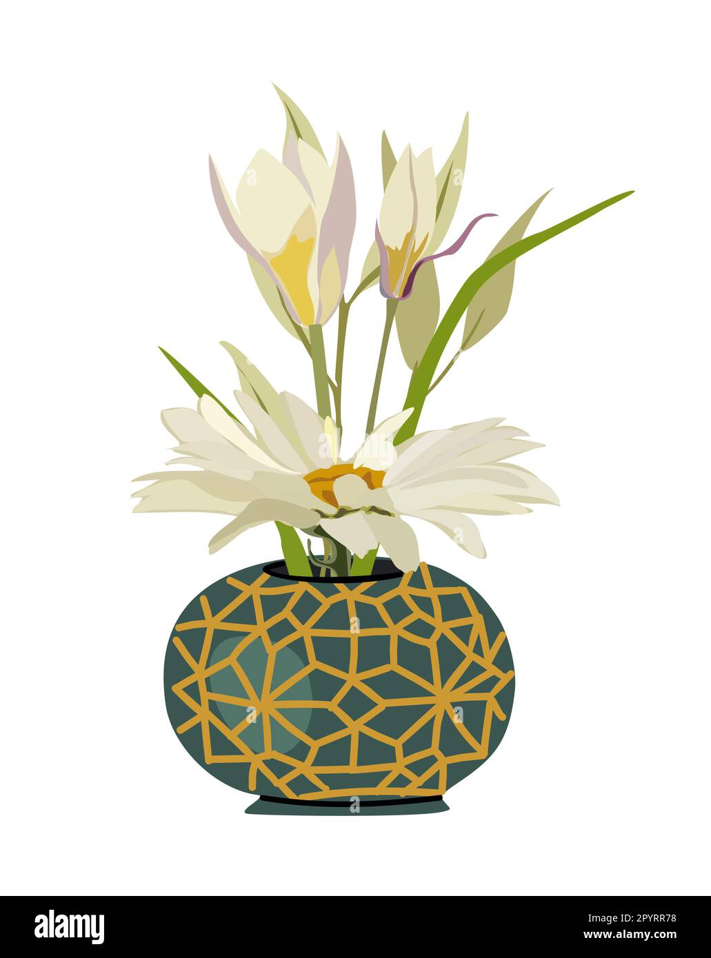 Blue daisy in bouquet Stock Vector Images - Alamy