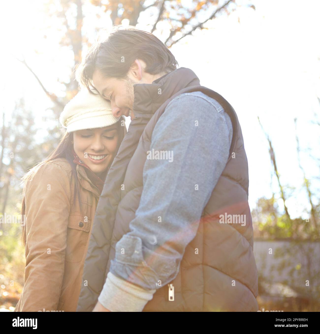 Youre so special to me. A loving young couple standing together ...