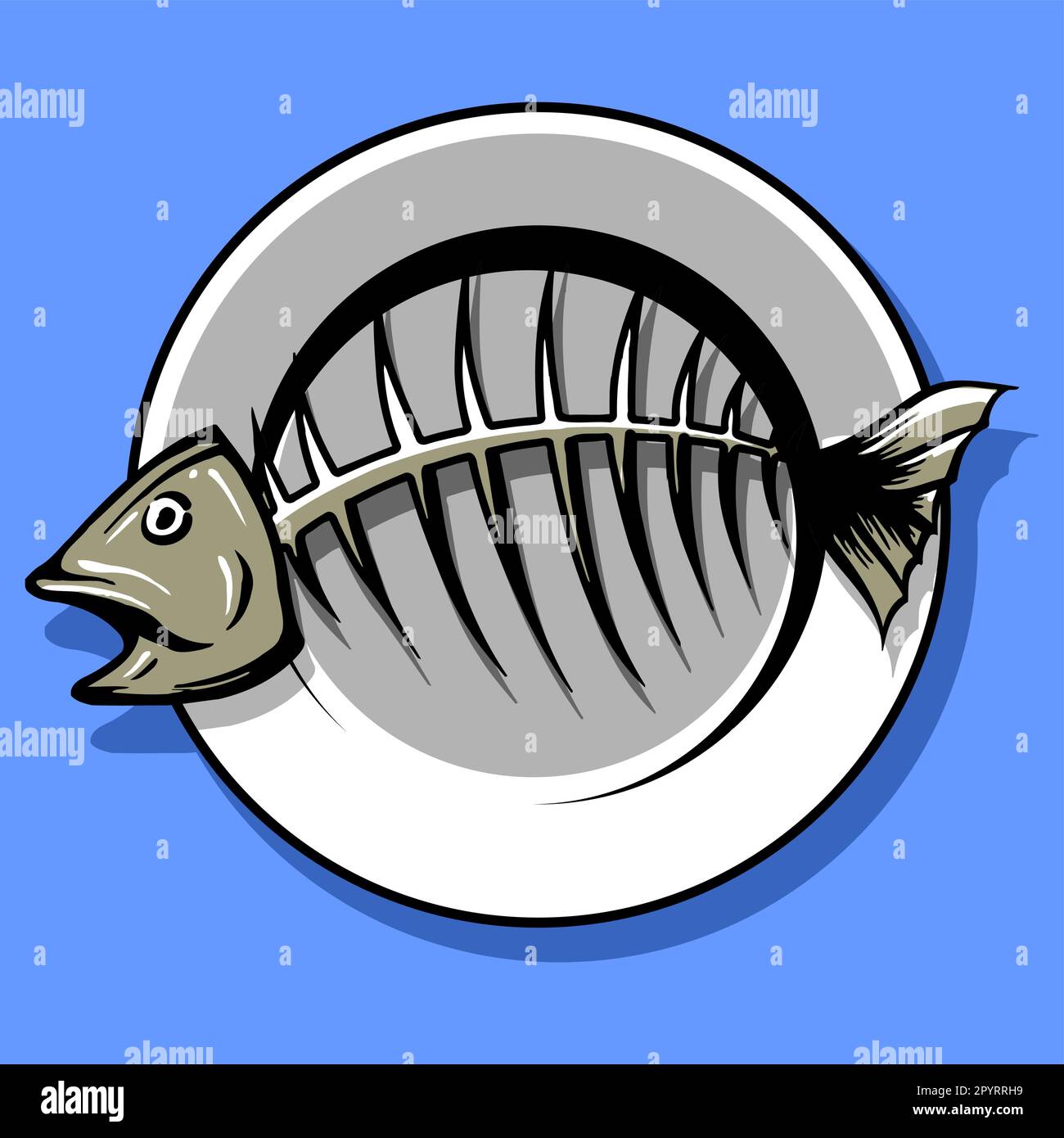 Grilled fish on plate on white Stock Vector Images - Alamy