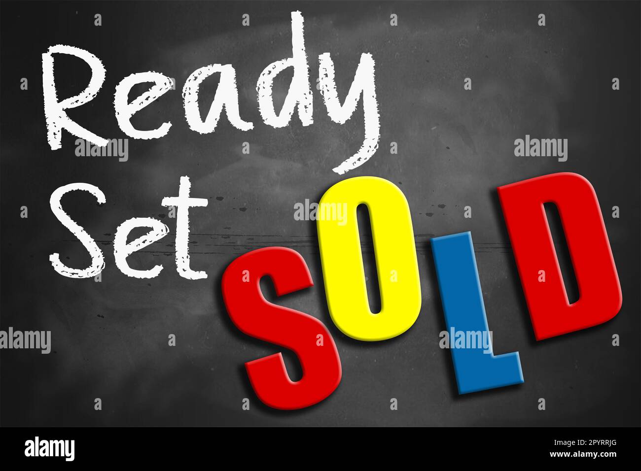 Ready set sold conceptual words on blackboard, 3d rendering Stock Photo ...