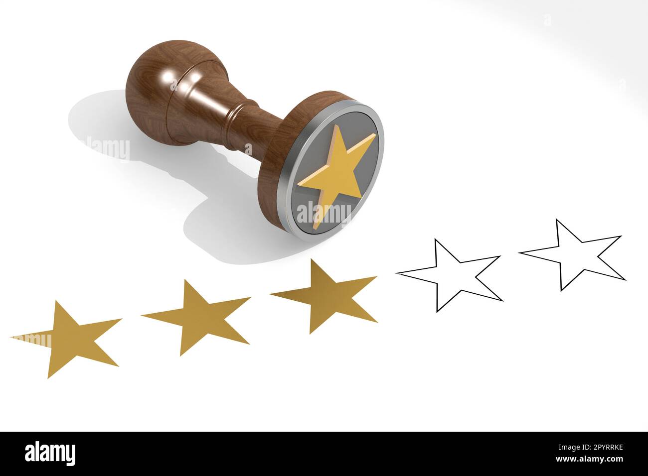 Round stamp with three stars rating, 3d rendering Stock Photo - Alamy