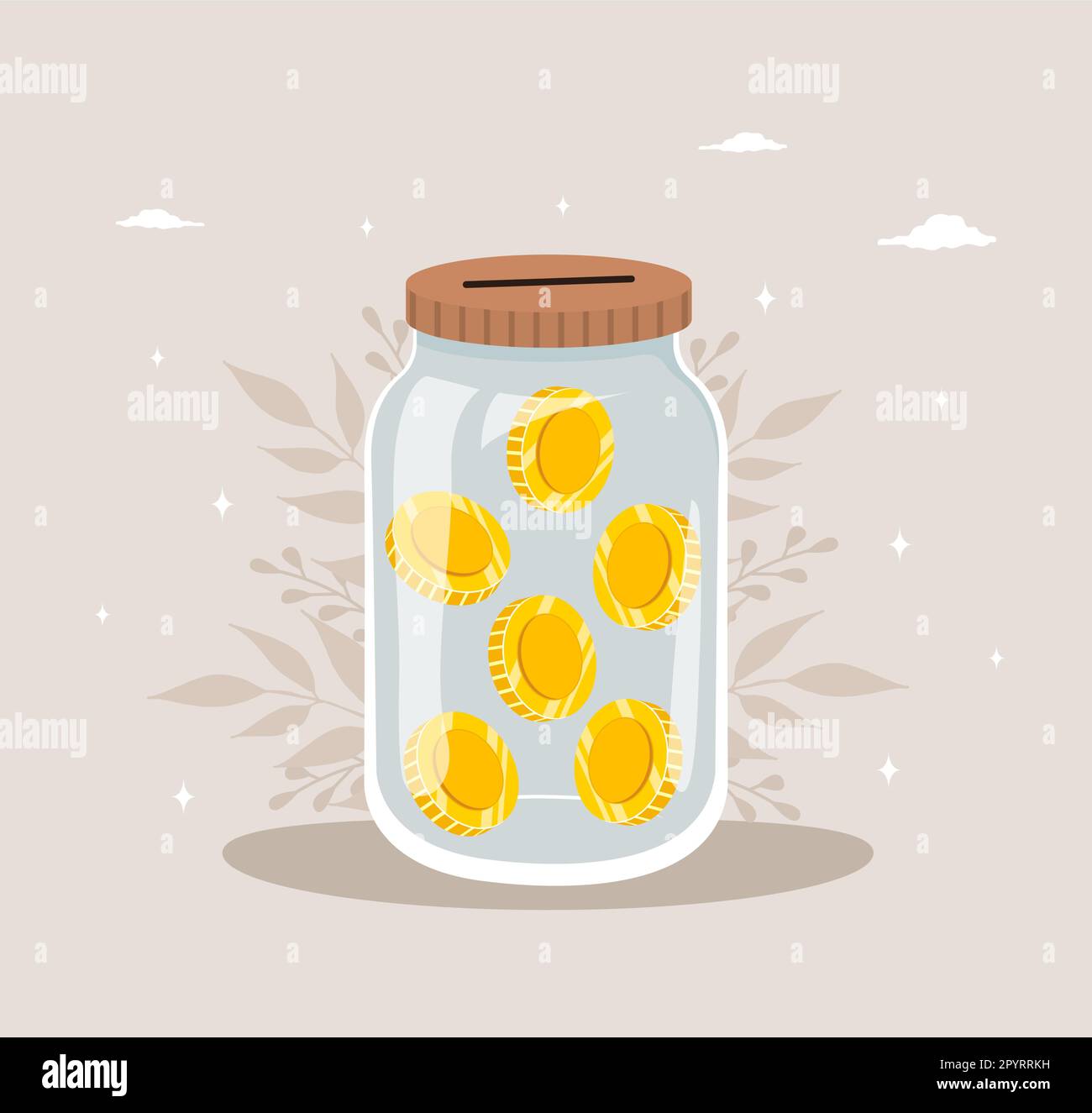 Donation glass jar with gold coins. Financial support for poor people ...