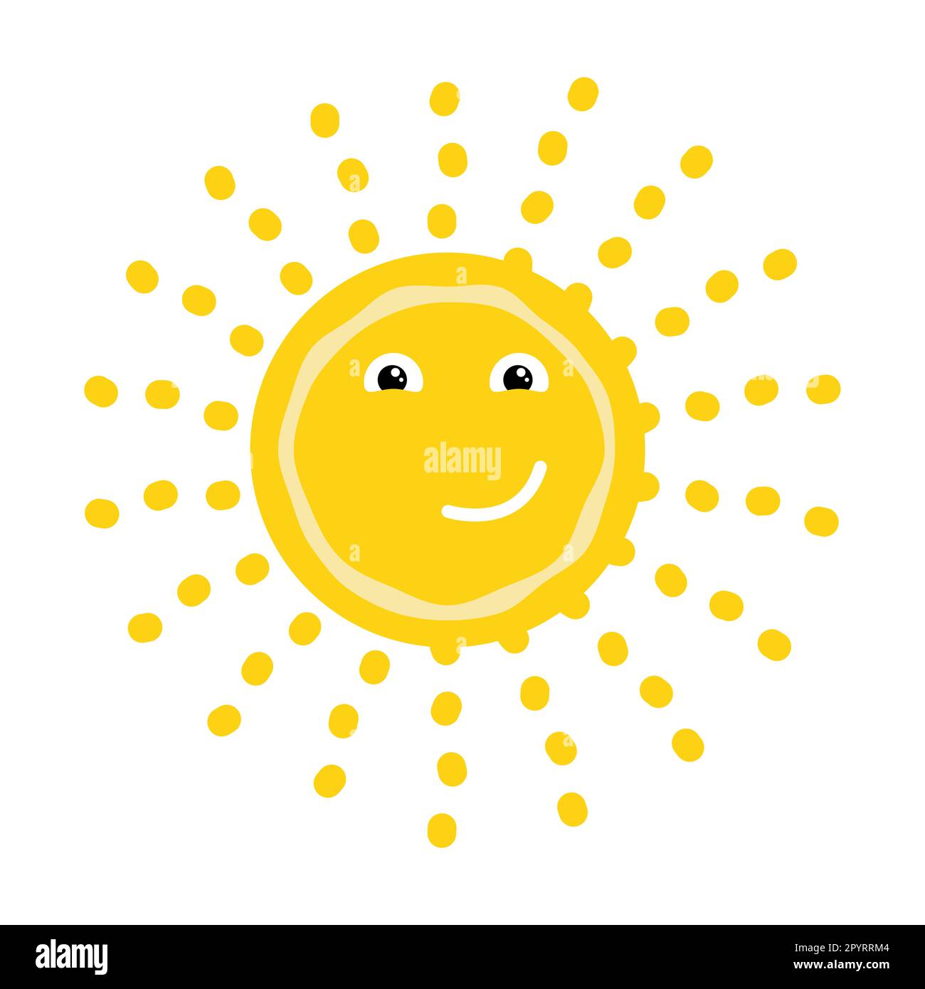 Yellow summer sun funny character with smile face. Sun icon with ...