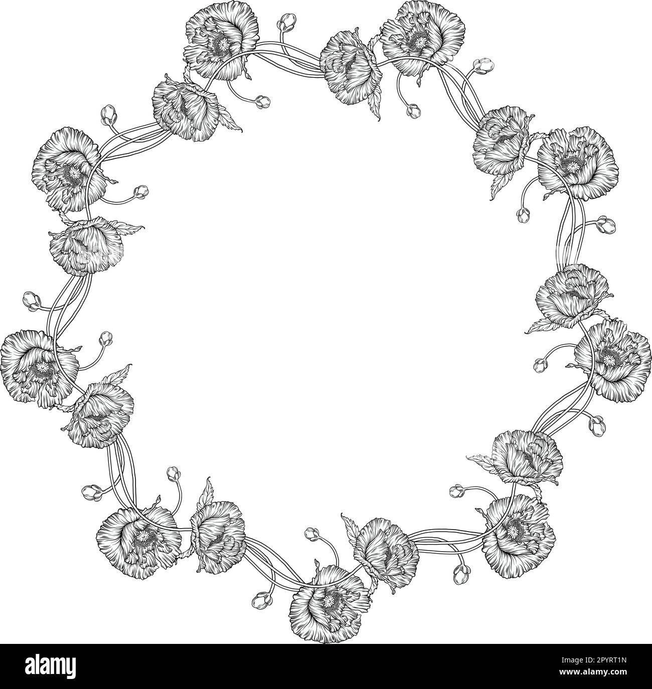 Watercolor red poppies wreath Cut Out Stock Images & Pictures - Alamy