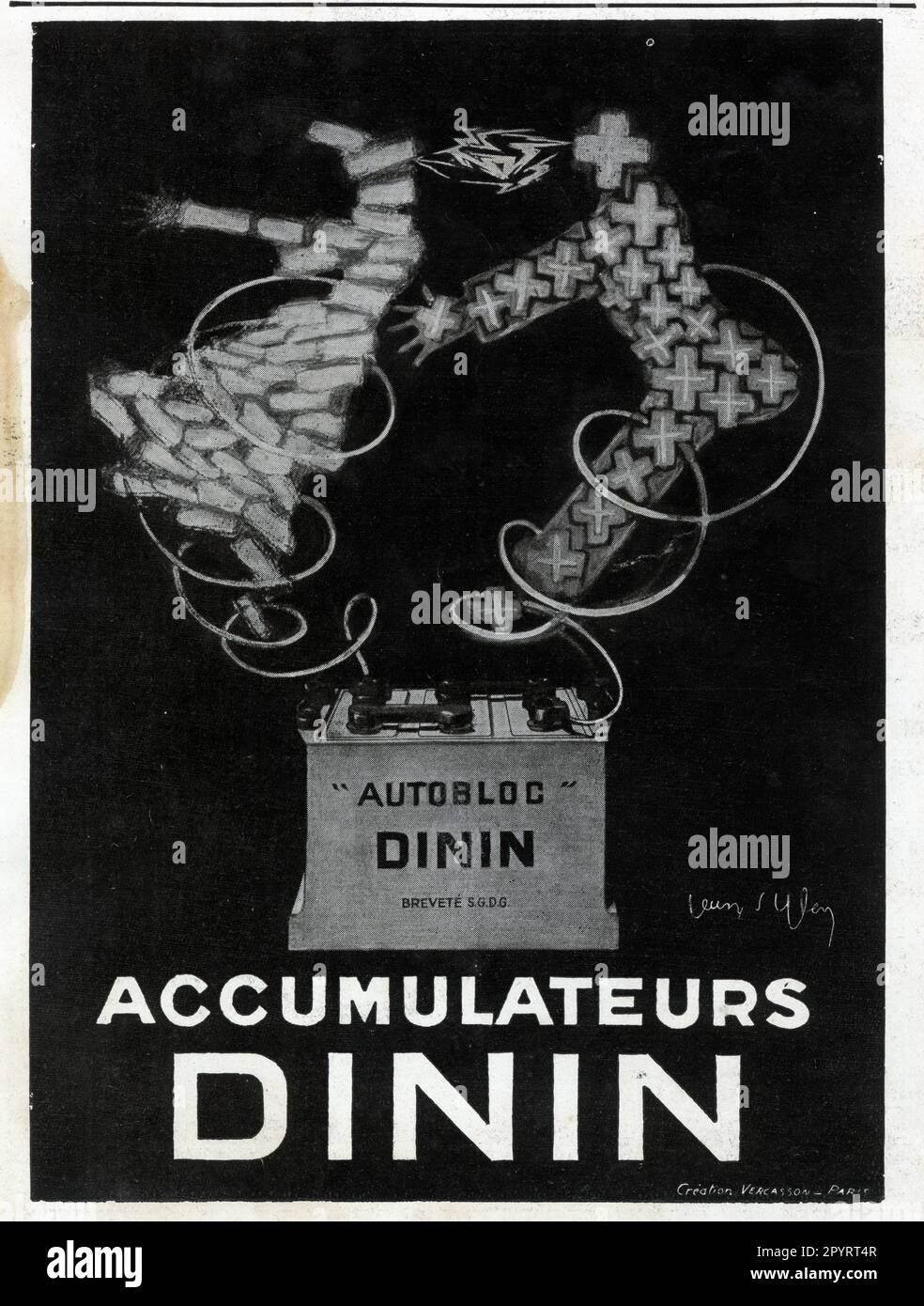 Publicité ancienne ACCUMULATEURS DININ. 1929 Stock Photo - Alamy