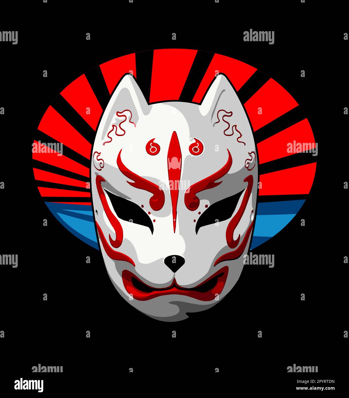 Japanese samurai mask icon flat hi-res stock photography and images - Alamy