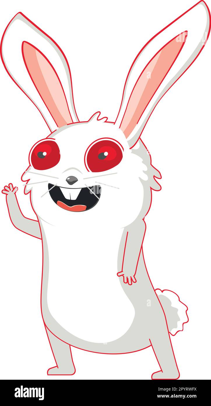 Cute cartoon smiling white rabbit abstract illustration Stock Vector ...