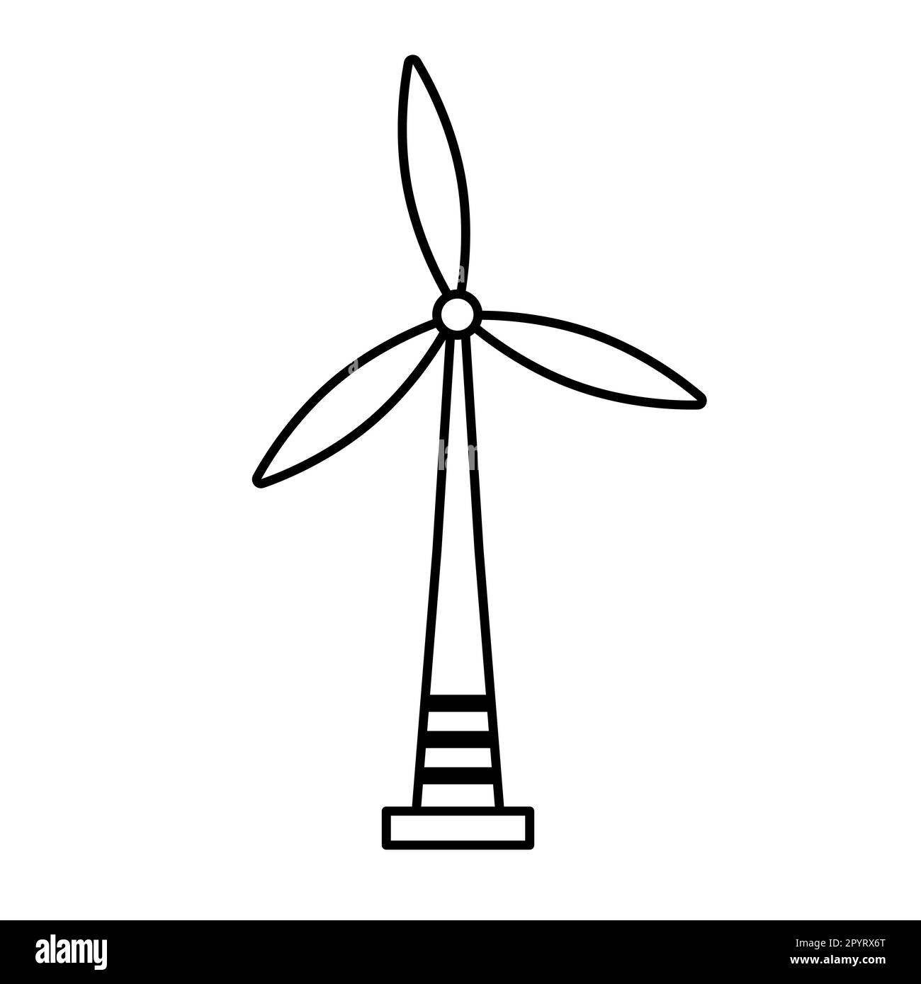 Logo windmill power plant. Vector line art illustration. Eco energy ...