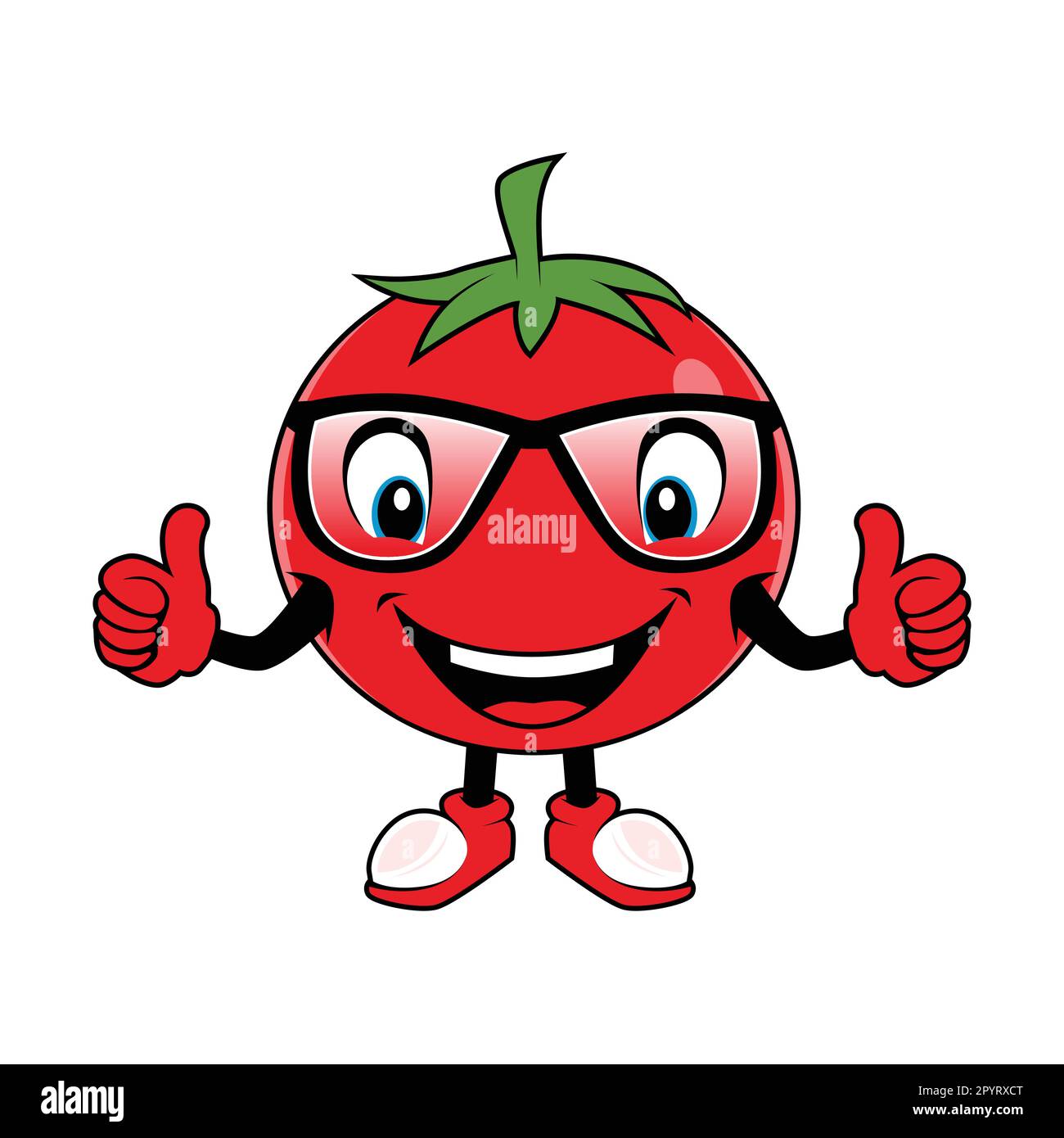Smiling Tomato Fruit Cartoon Mascot with glasses Giving Thumbs Up ...