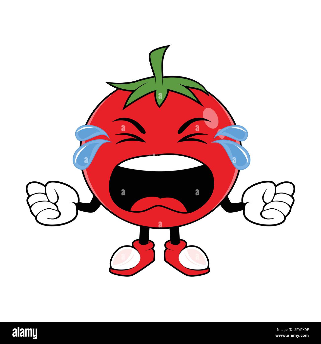 Crying Tomato Fruit Cartoon Mascot. Vector illustration of red tomato ...