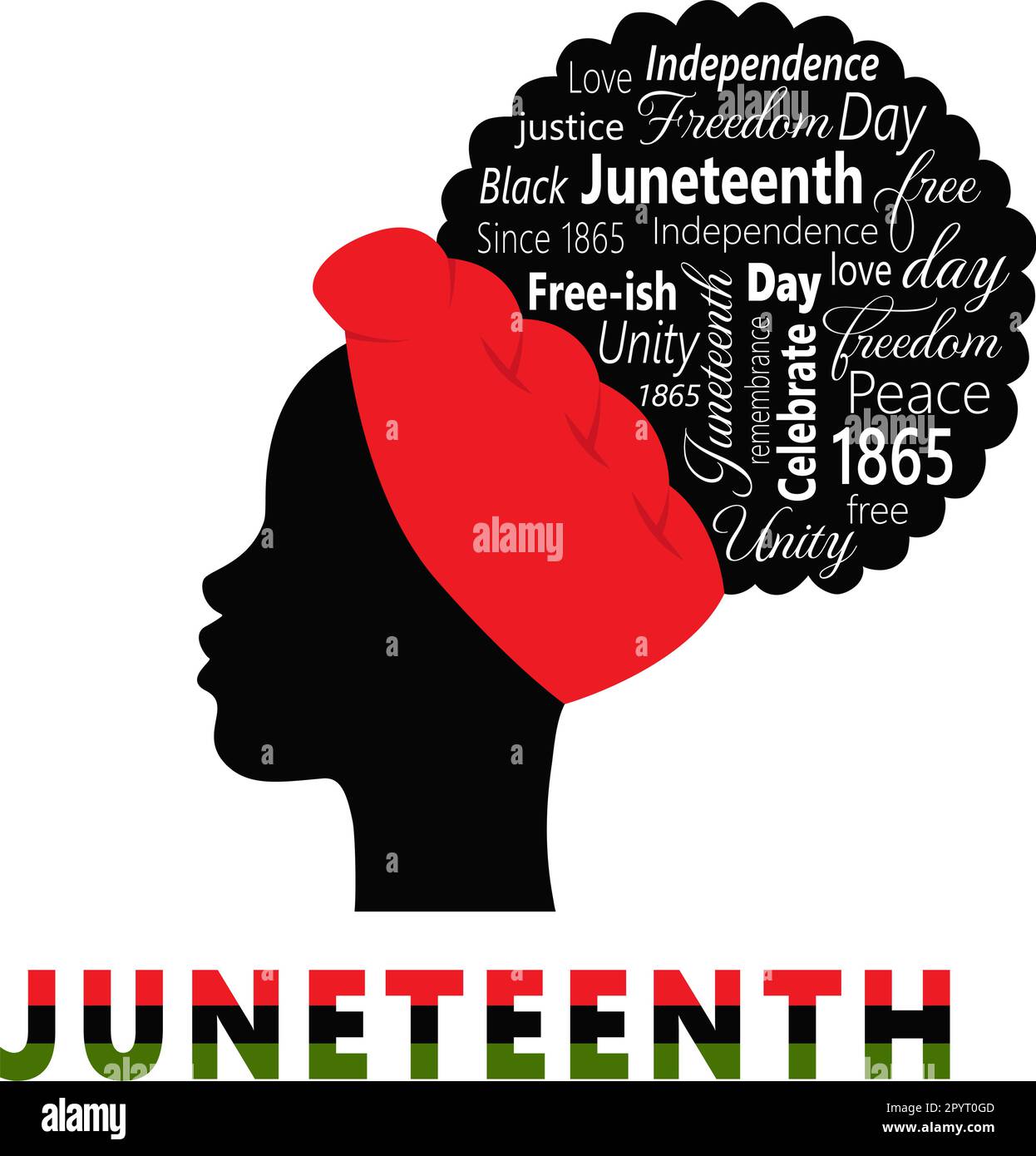 Juneteenth. Typographic Poster With Silhouette Of African Woman And ...