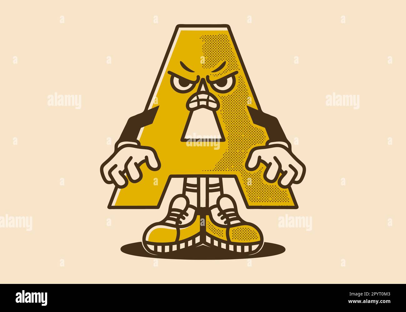 Vintage mascot character design of A letter with an angry expression ...