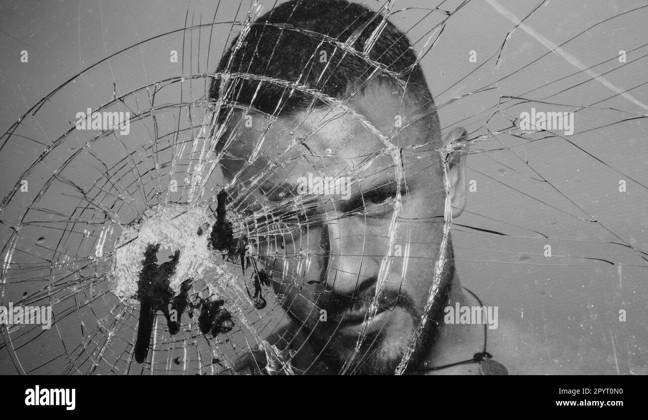 An ill wound is cured. Hispanic man bleeding from bullet wound. Latino ...