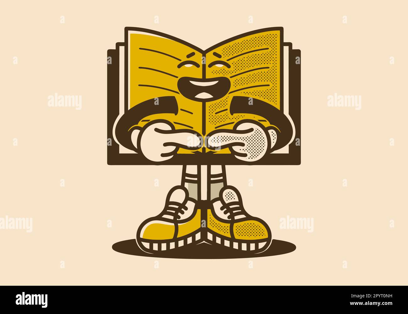 Vintage mascot character design of book with shy expression Stock ...