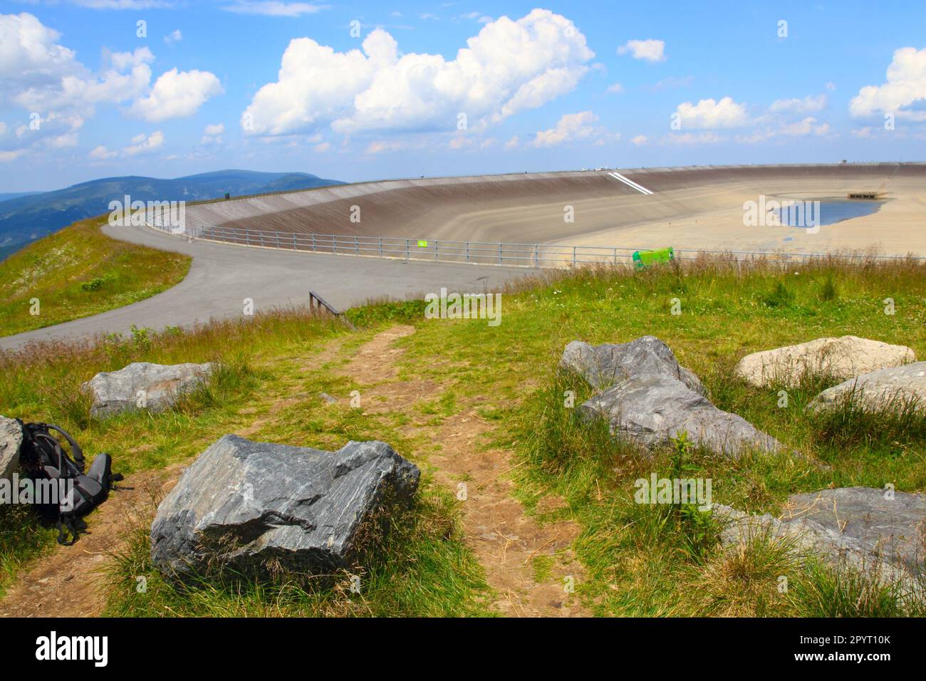 Photo of the empty water reservoire Dlouhe Strane in the jeseniky ...