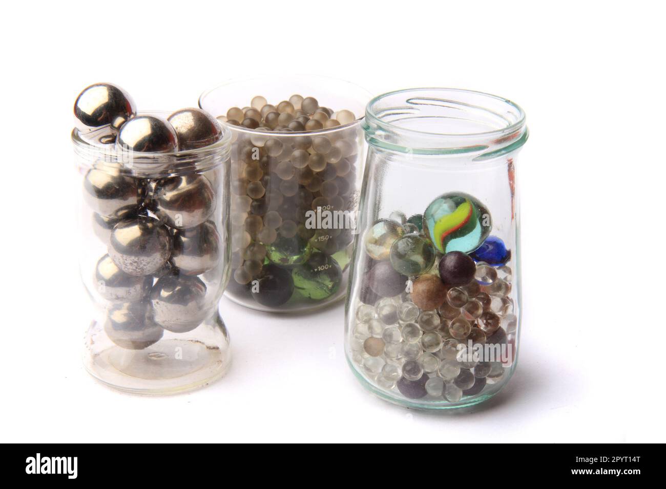 small glass and metal spheres isolated on the white background Stock ...