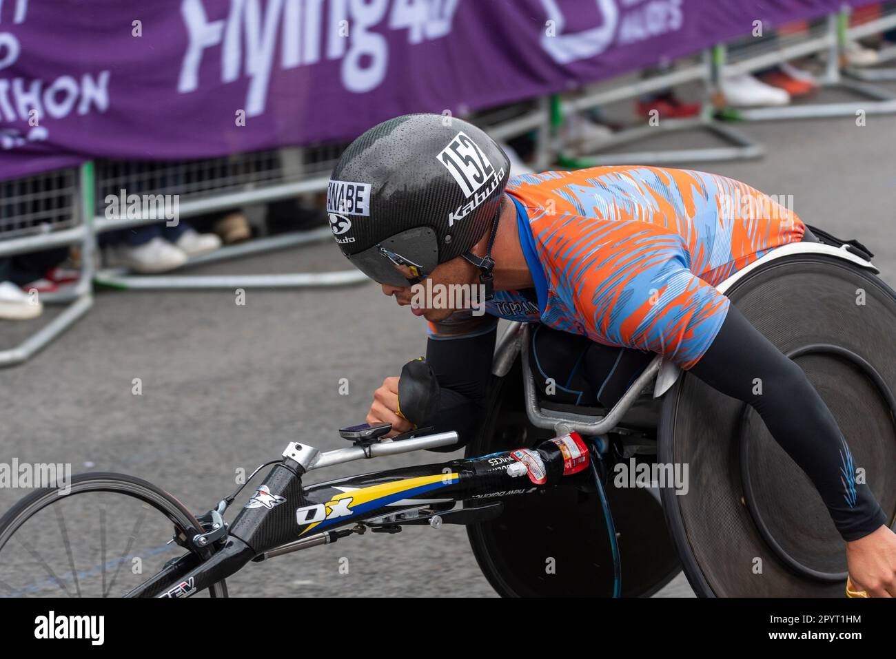 Sho Watanabe competing in the TCS London Marathon 2023 passing through ...