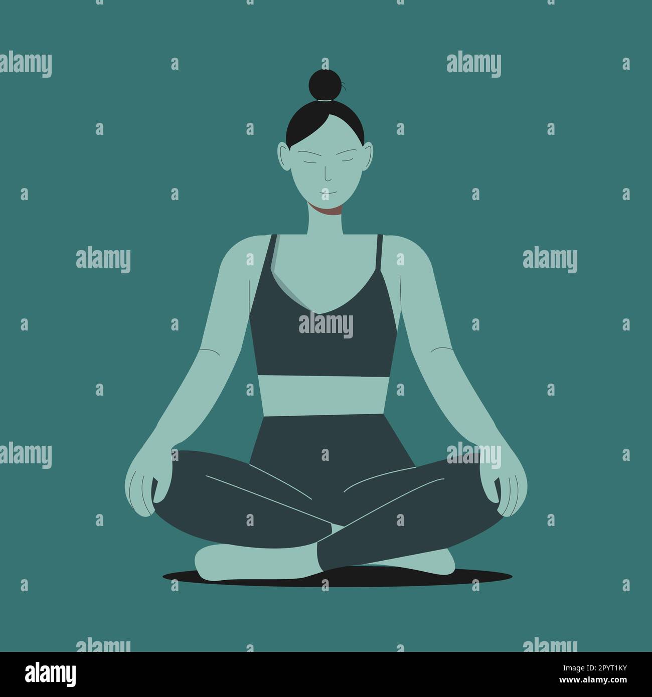 Yoga meditation For women's flat art design character concept. Vector ...