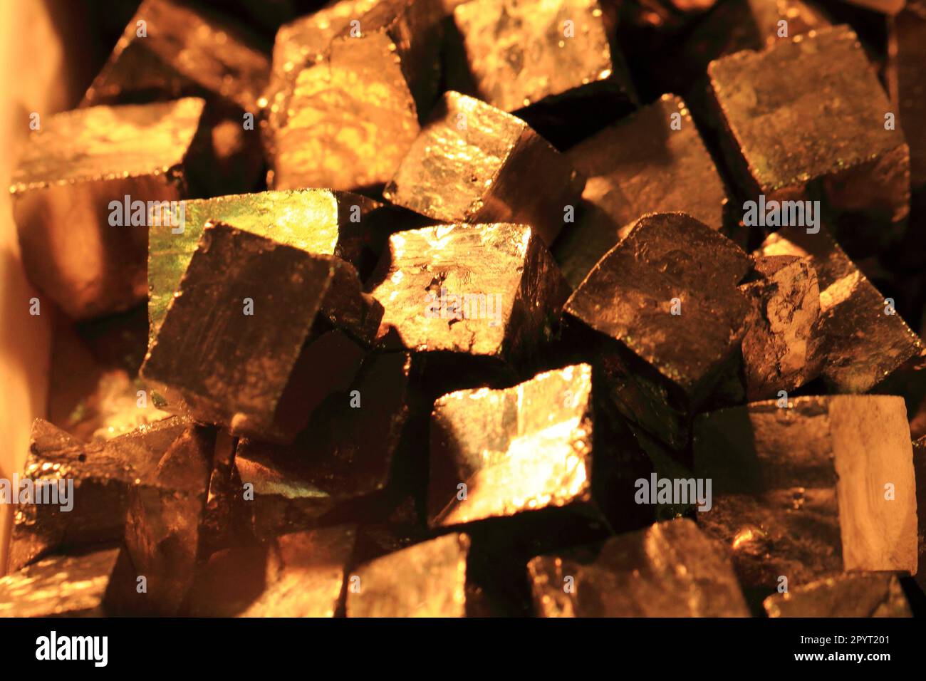pyrite mineral background as very nice golden texture Stock Photo - Alamy