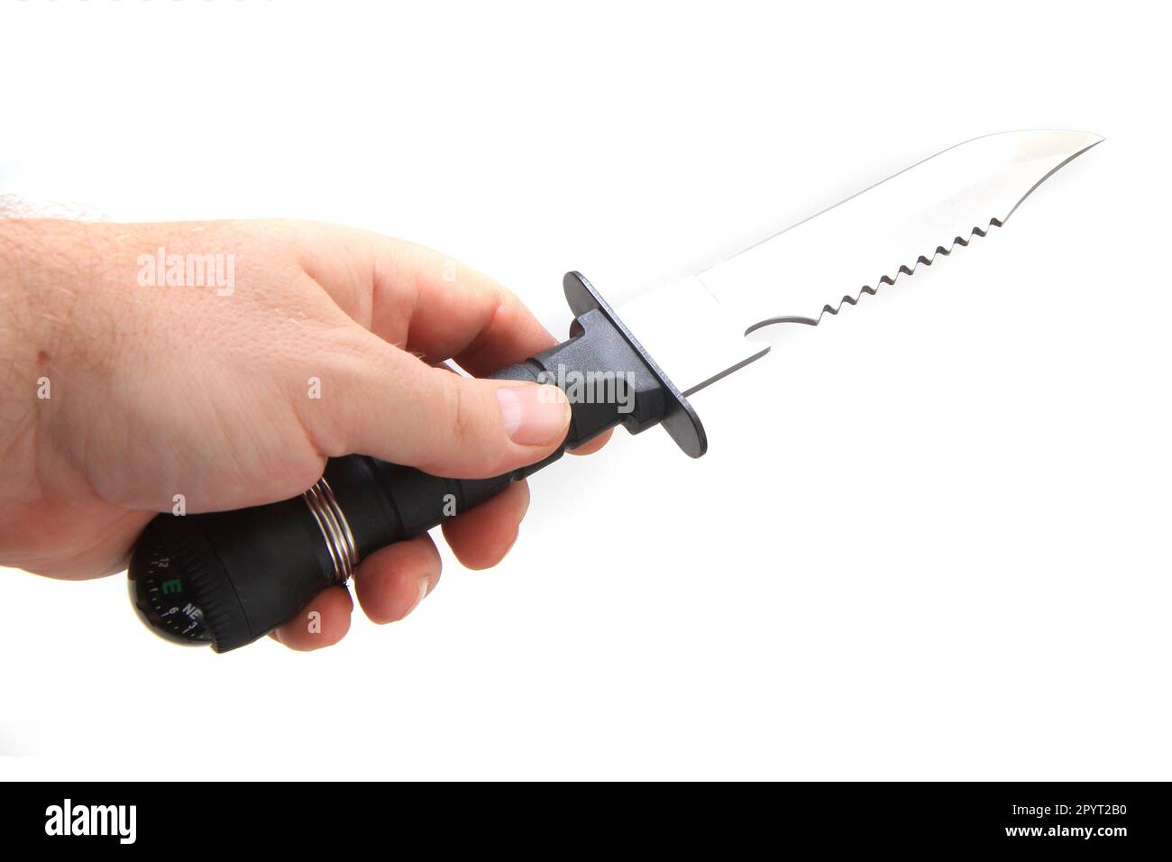 fight knife in the hand isolated on the white background Stock Photo ...