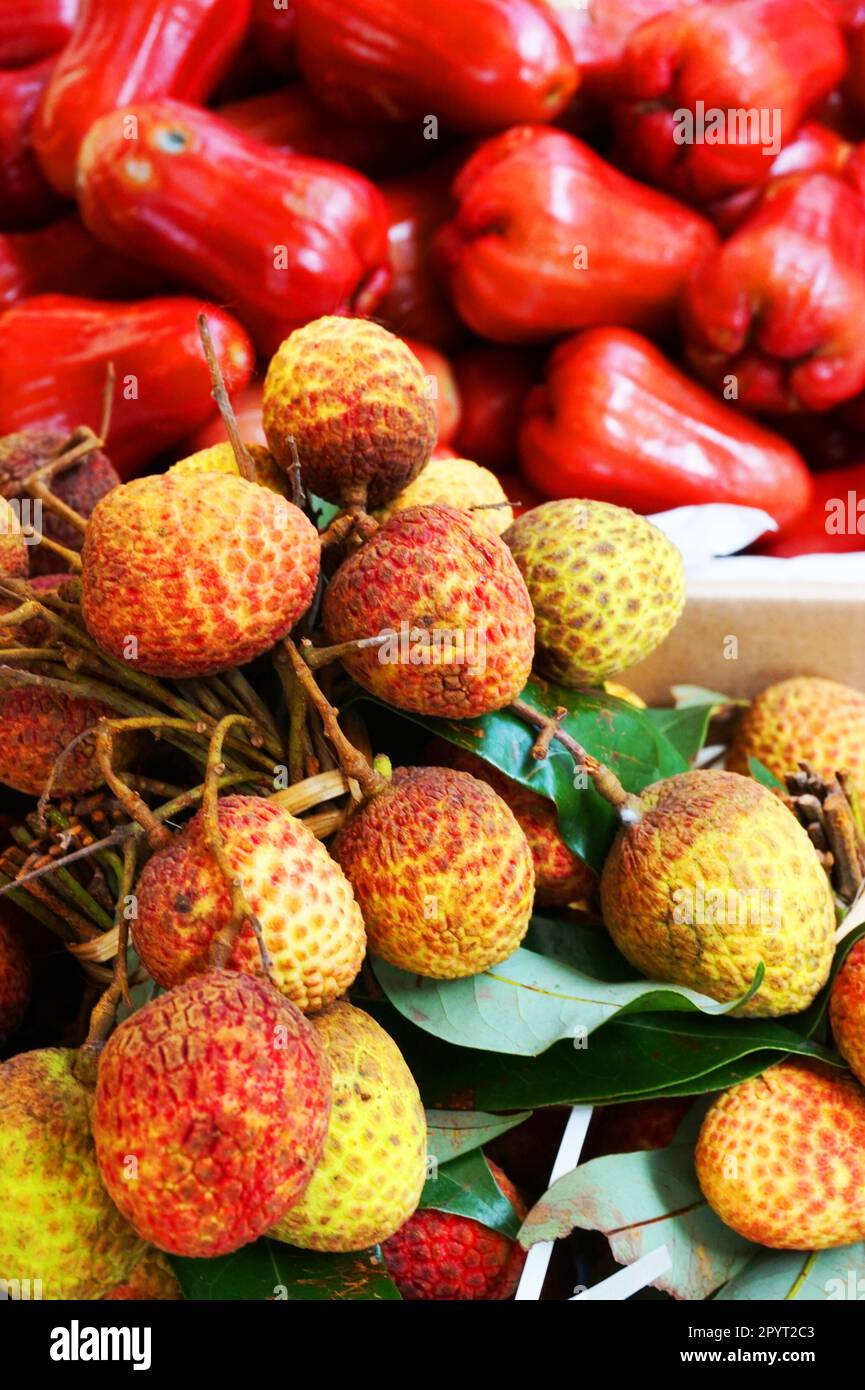 fresch lichi fruits from africa as nice food background Stock Photo - Alamy