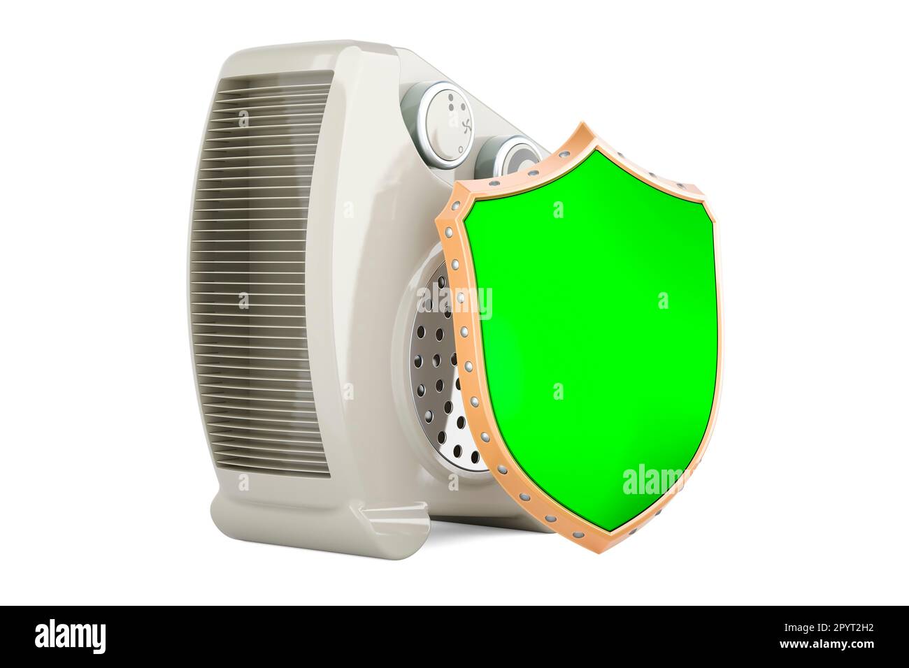 Fan heater with shield. 3D rendering isolated on white background Stock ...