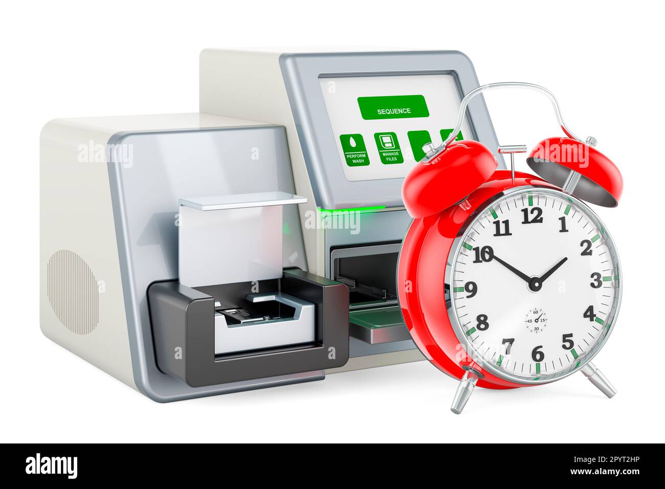 DNA sequencer with alarm clock, 3D rendering isolated on white ...