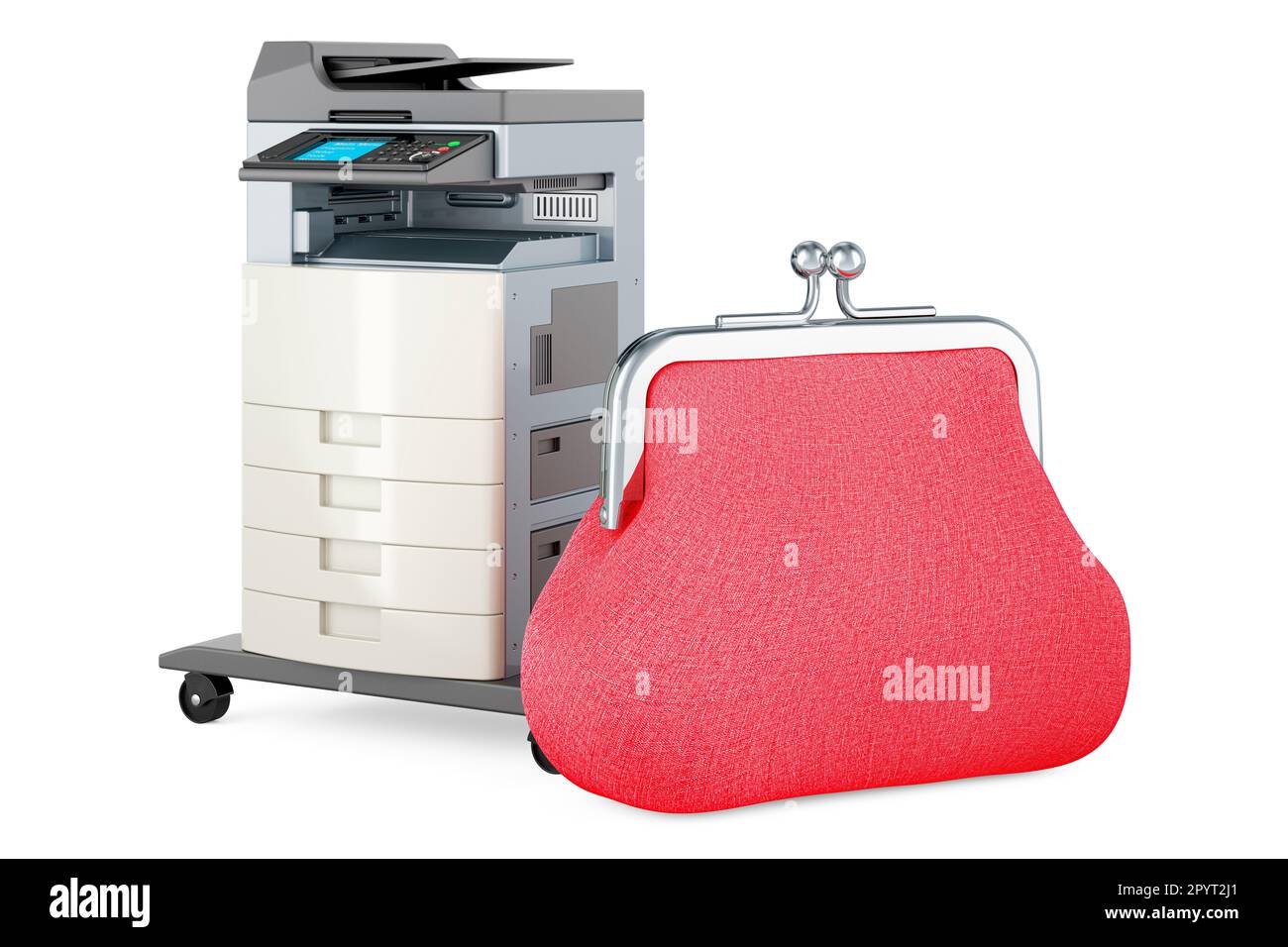 Office multifunction printer MFP with coin purse. 3D rendering isolated ...