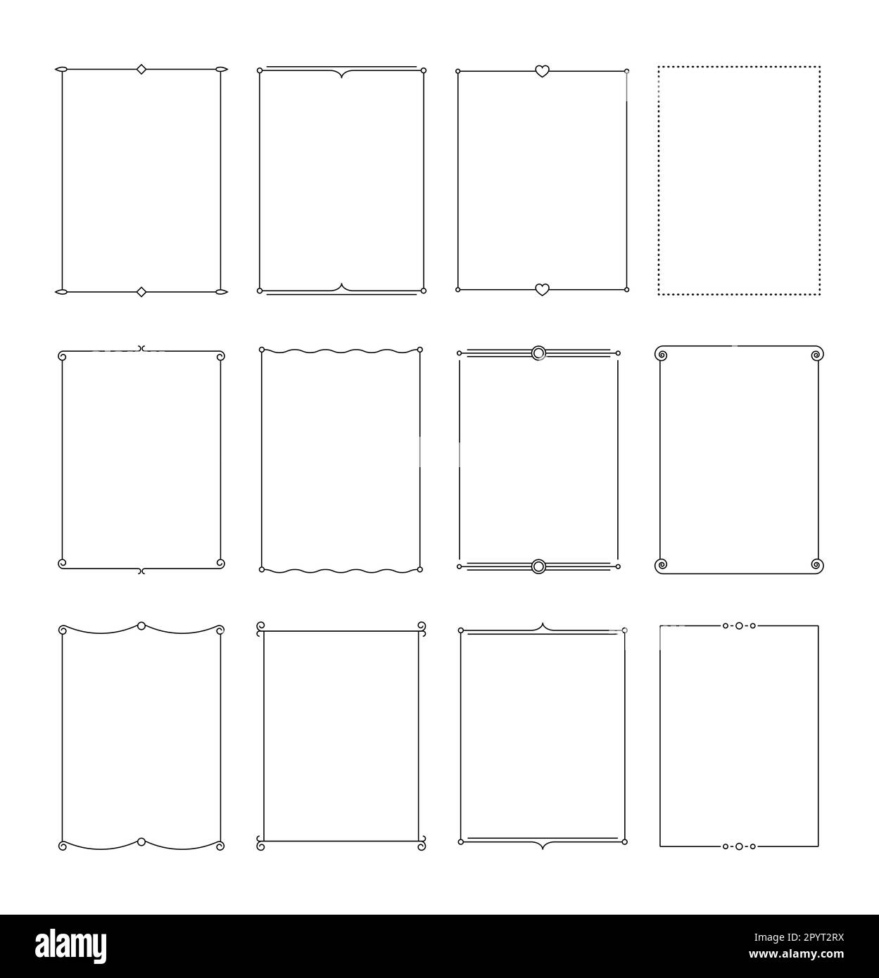 Rectangle line vintage frames border set. Greeting or wedding frames ...